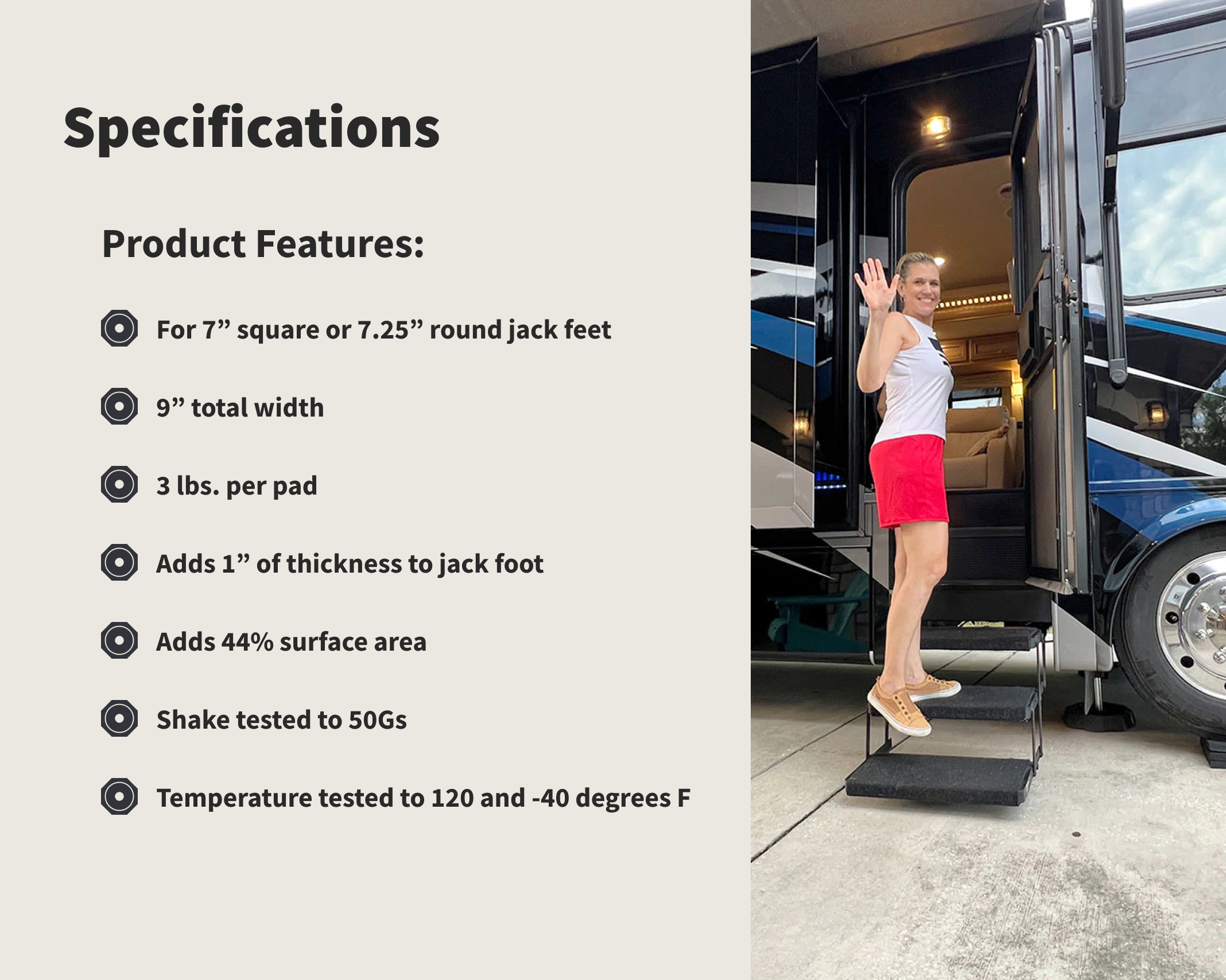 EQ Compact 4-Pack | Travel Trailer Permanent Jack Pads | RV SnapPad®